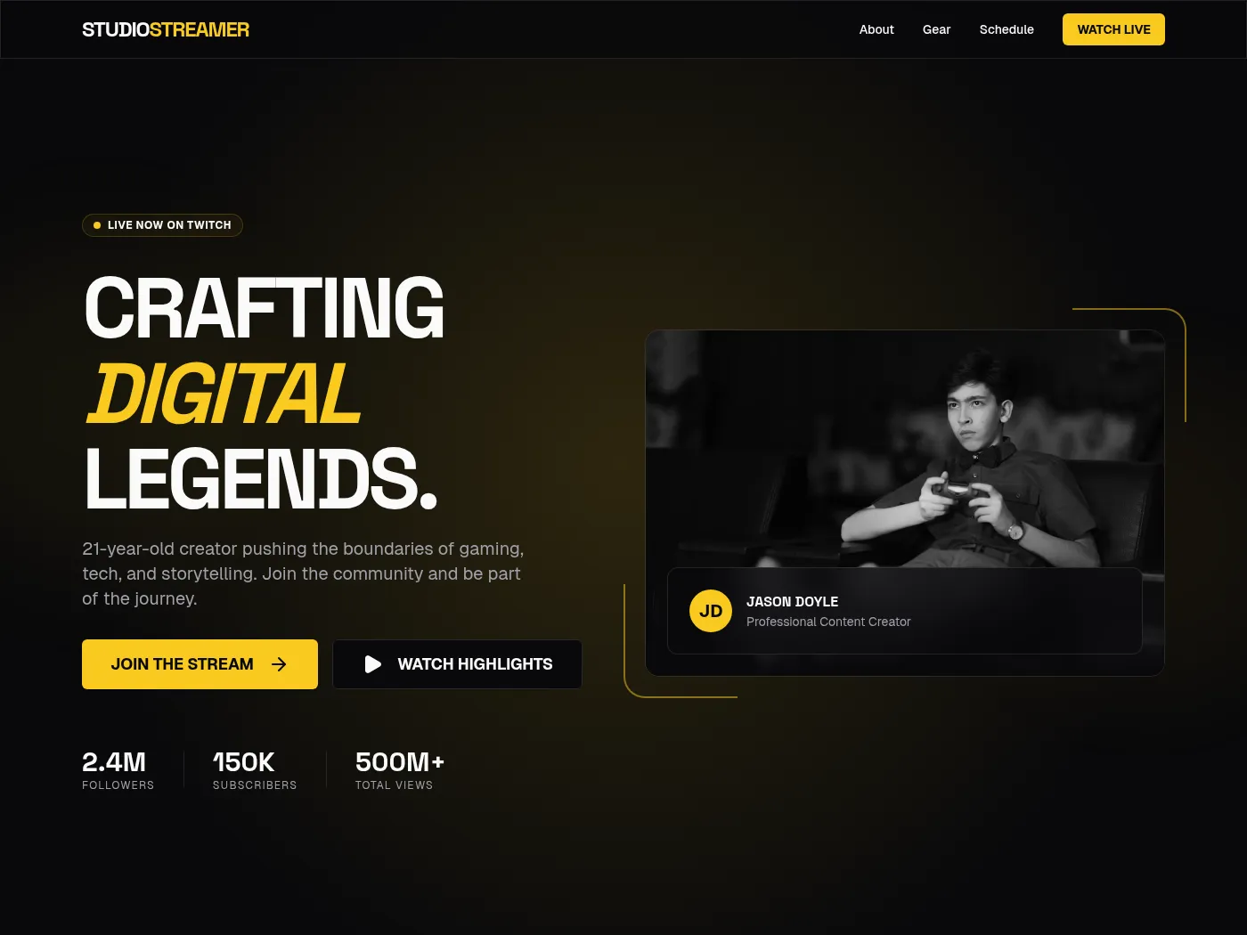 Studio Streamer Landing