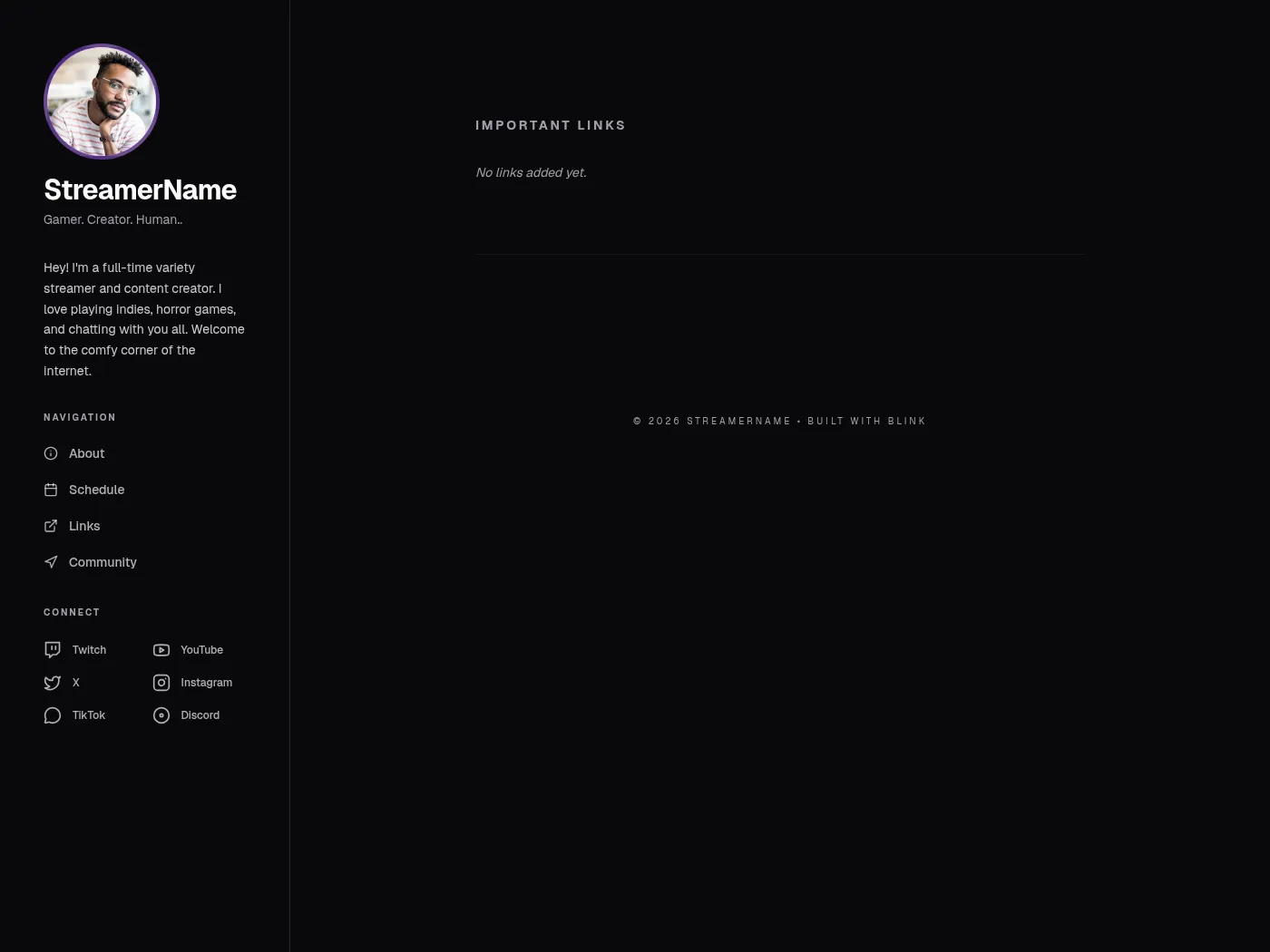 Streamer Link Dashboard