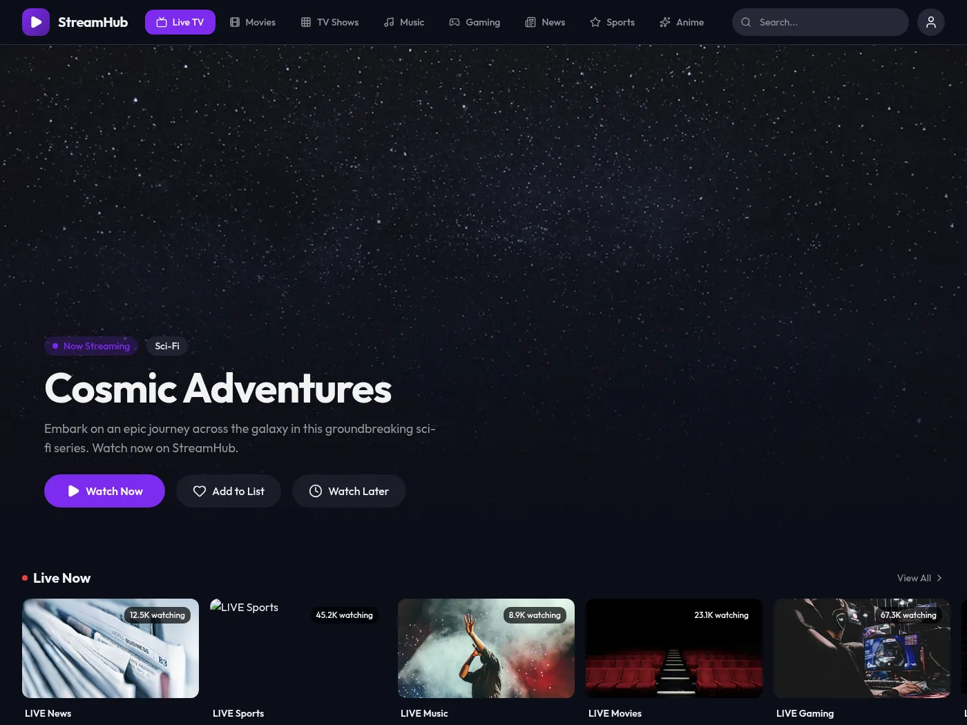 StreamHub TV Clone