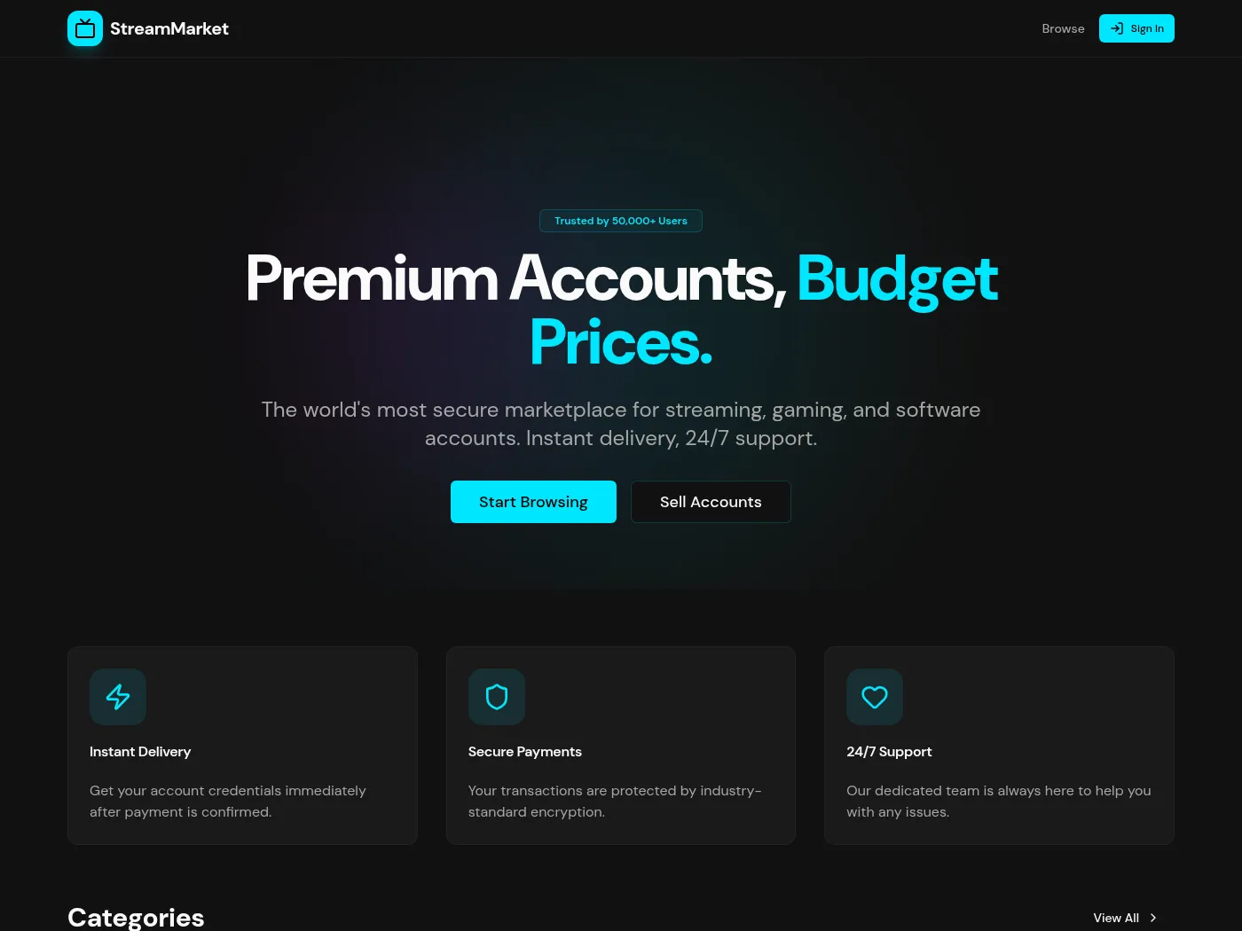 Streaming Accounts Marketplace