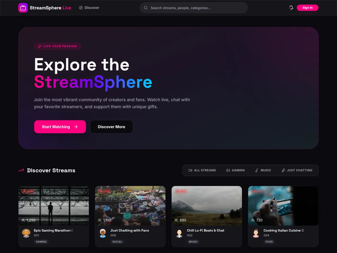 StreamSphere Live