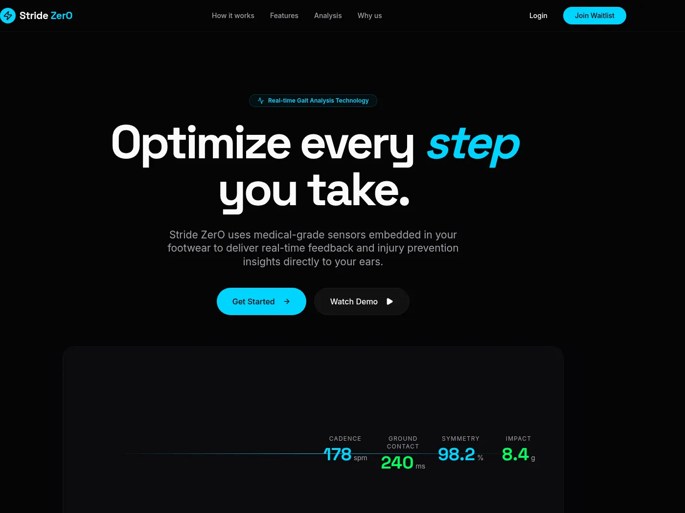 Stride ZerO Landing Page