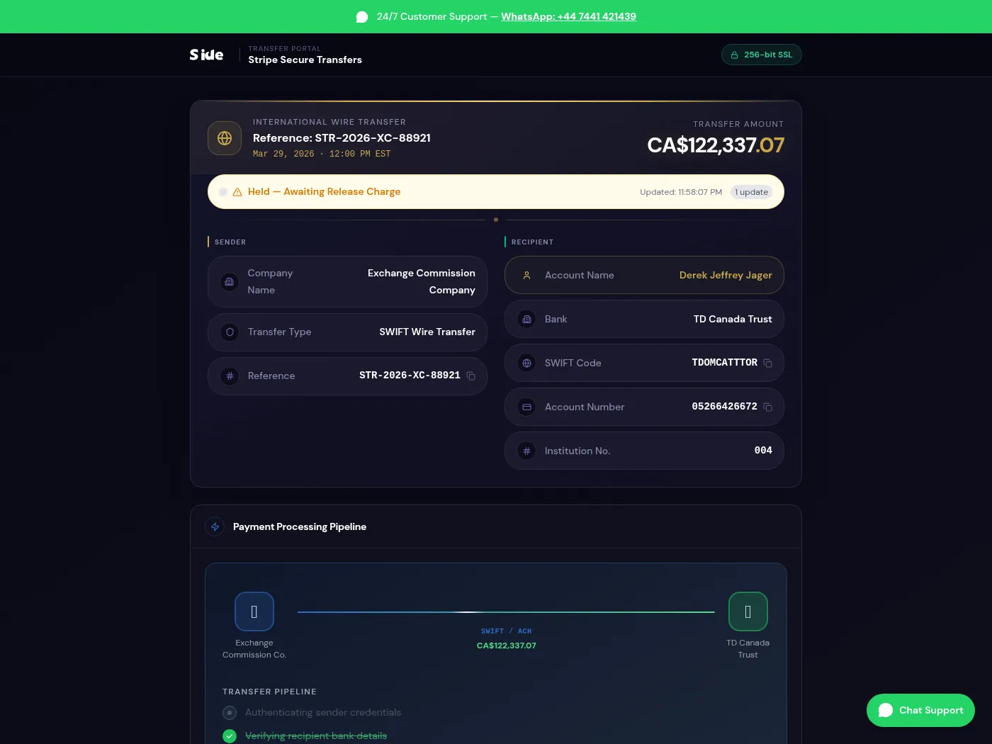 Stripe Bank Transfer Portal