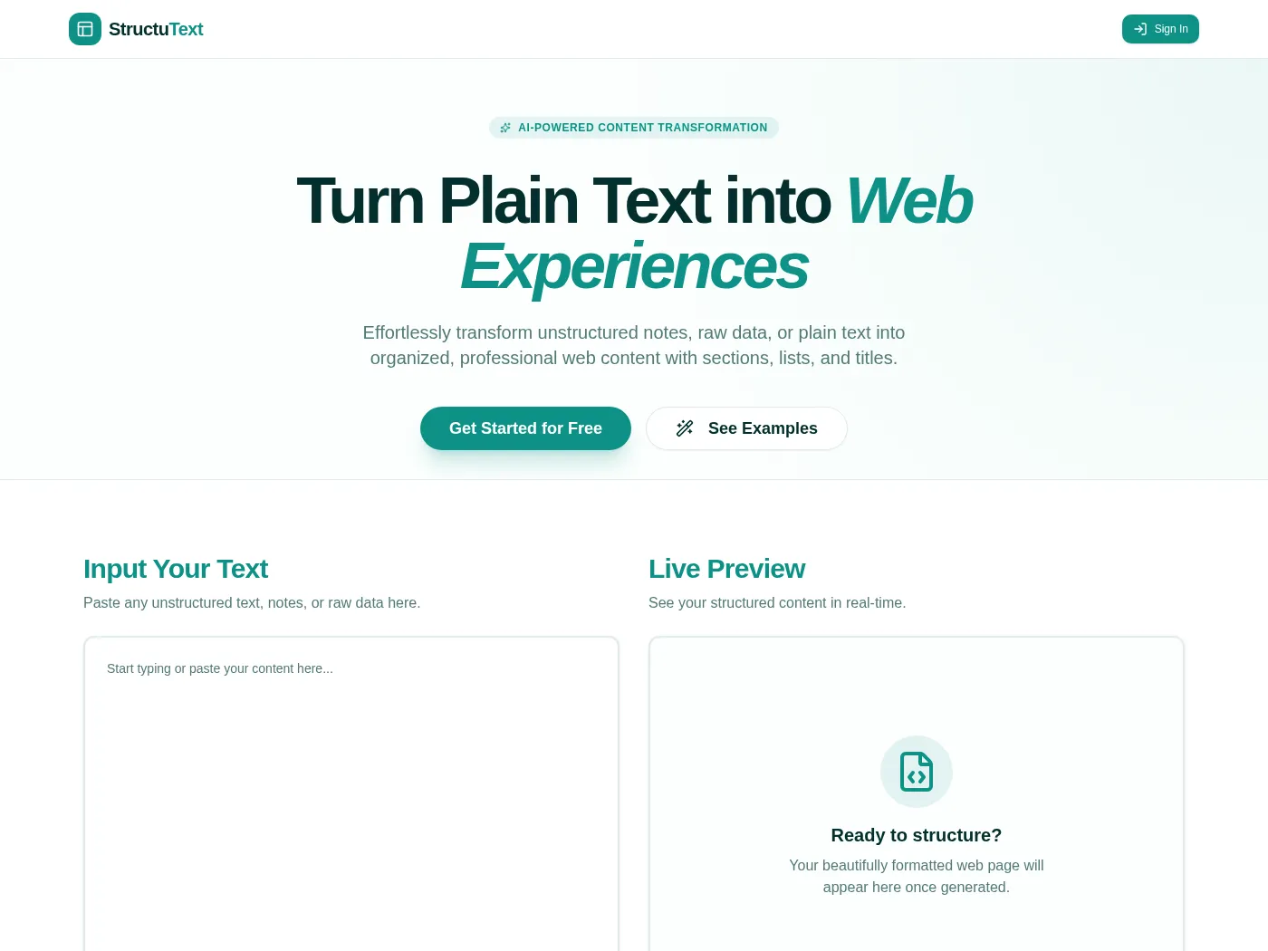 StructuText Web Generator