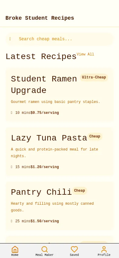 Broke Student Recipes