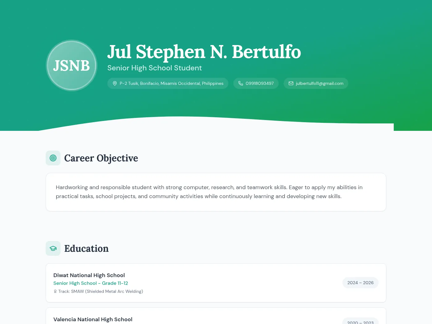 Student Portfolio Builder