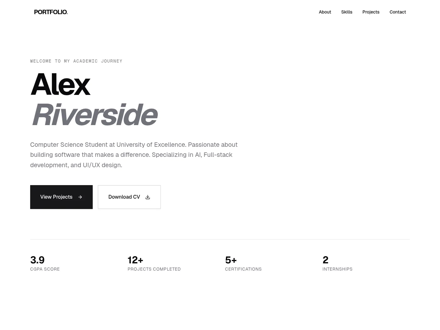Student Portfolio Page