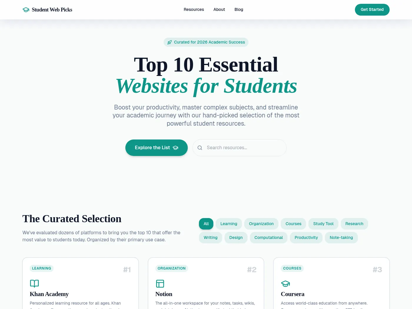Student Web Picks