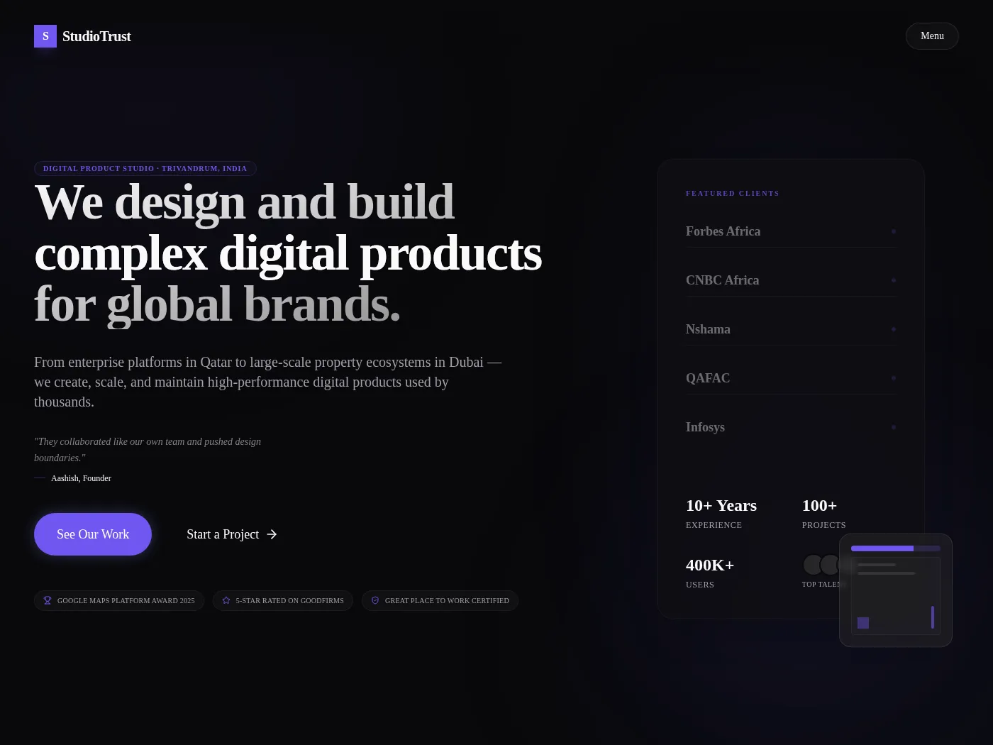 StudioTrust Hero UX