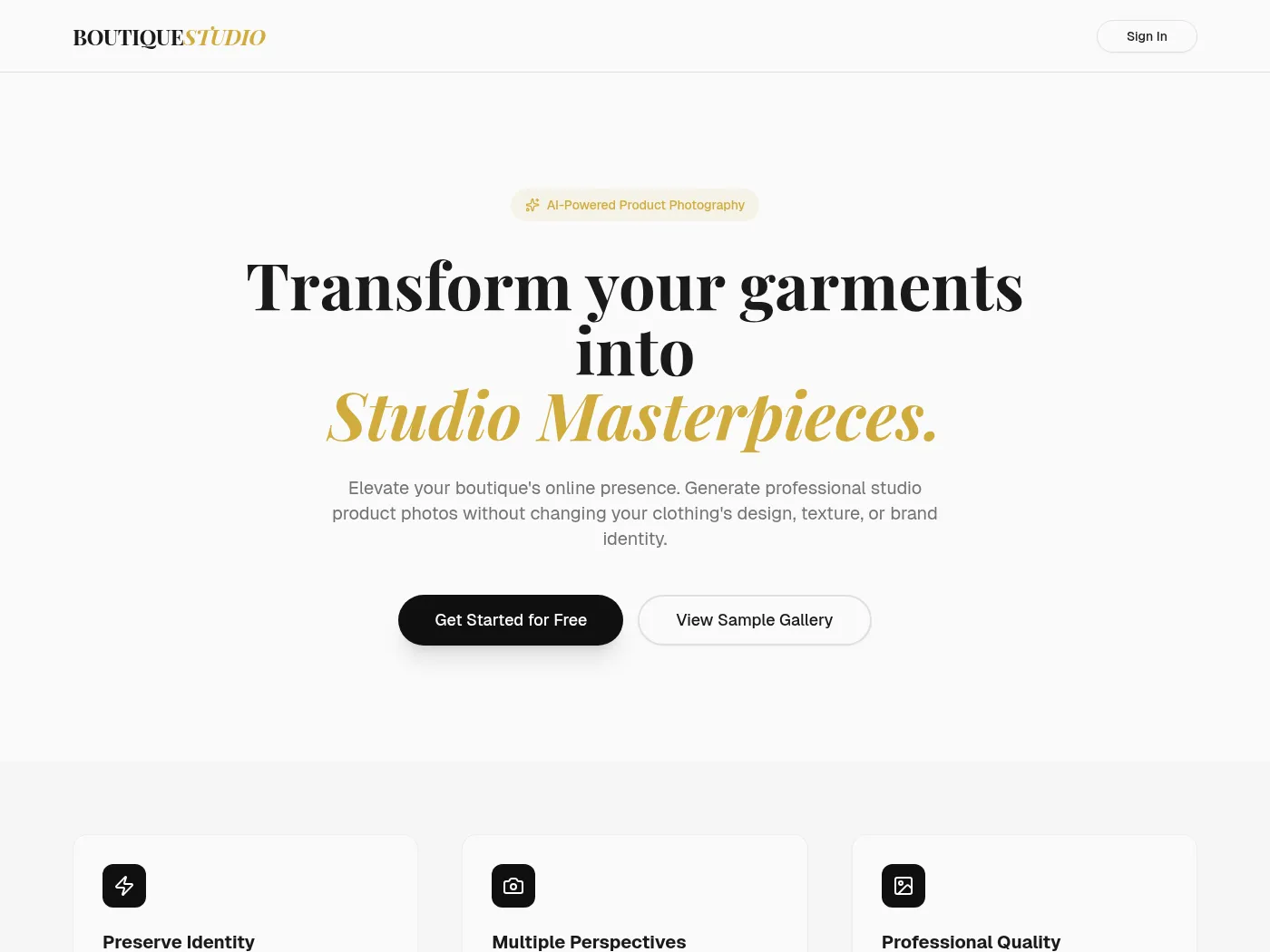 StudioShot Boutique App