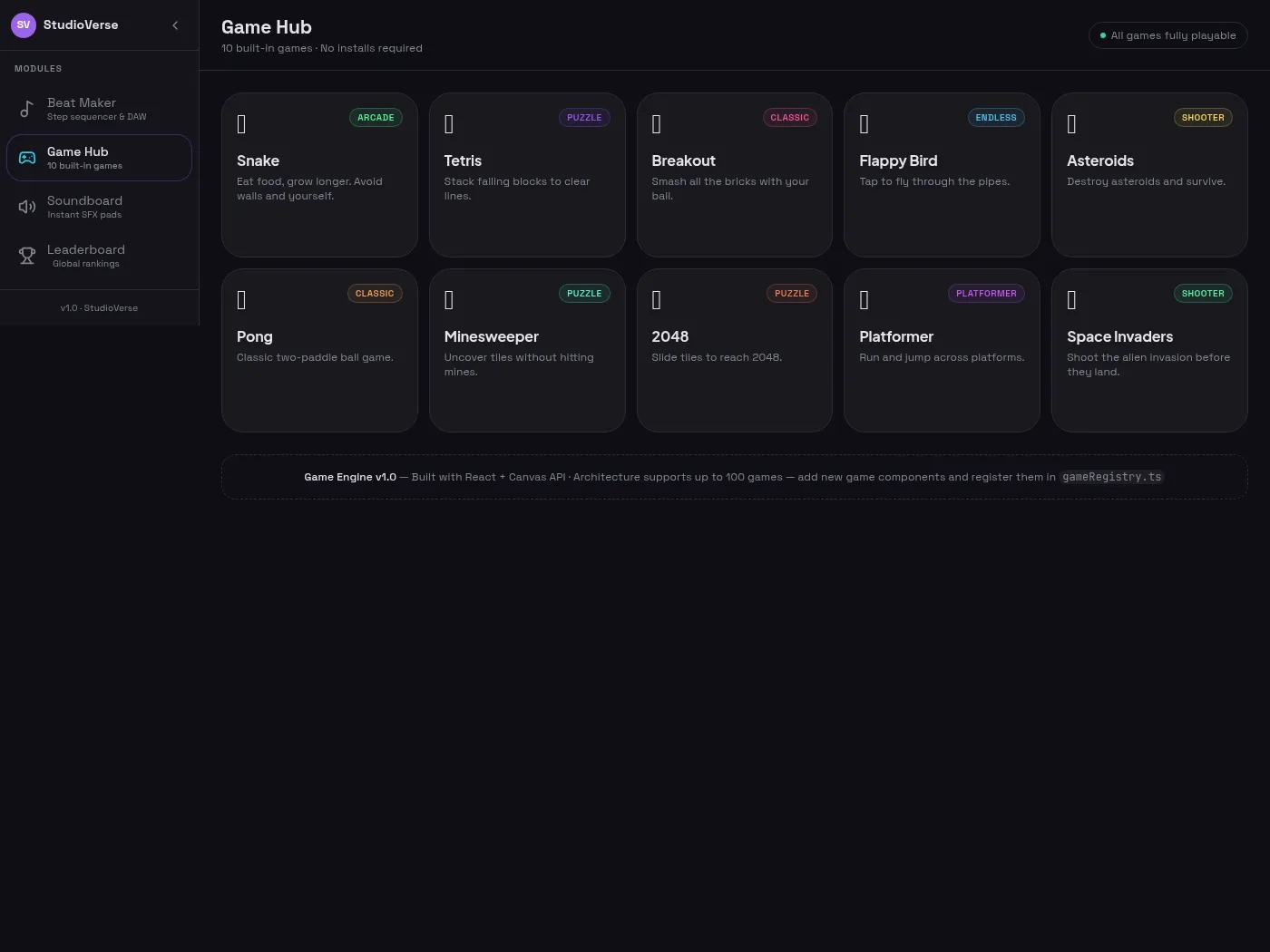 StudioVerse Dashboard