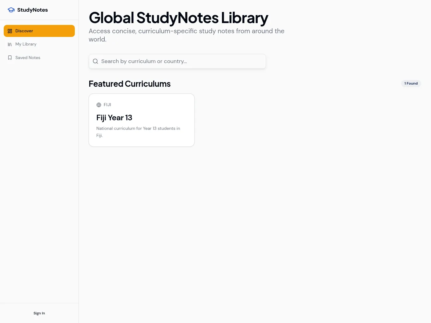 Global StudyNotes Library