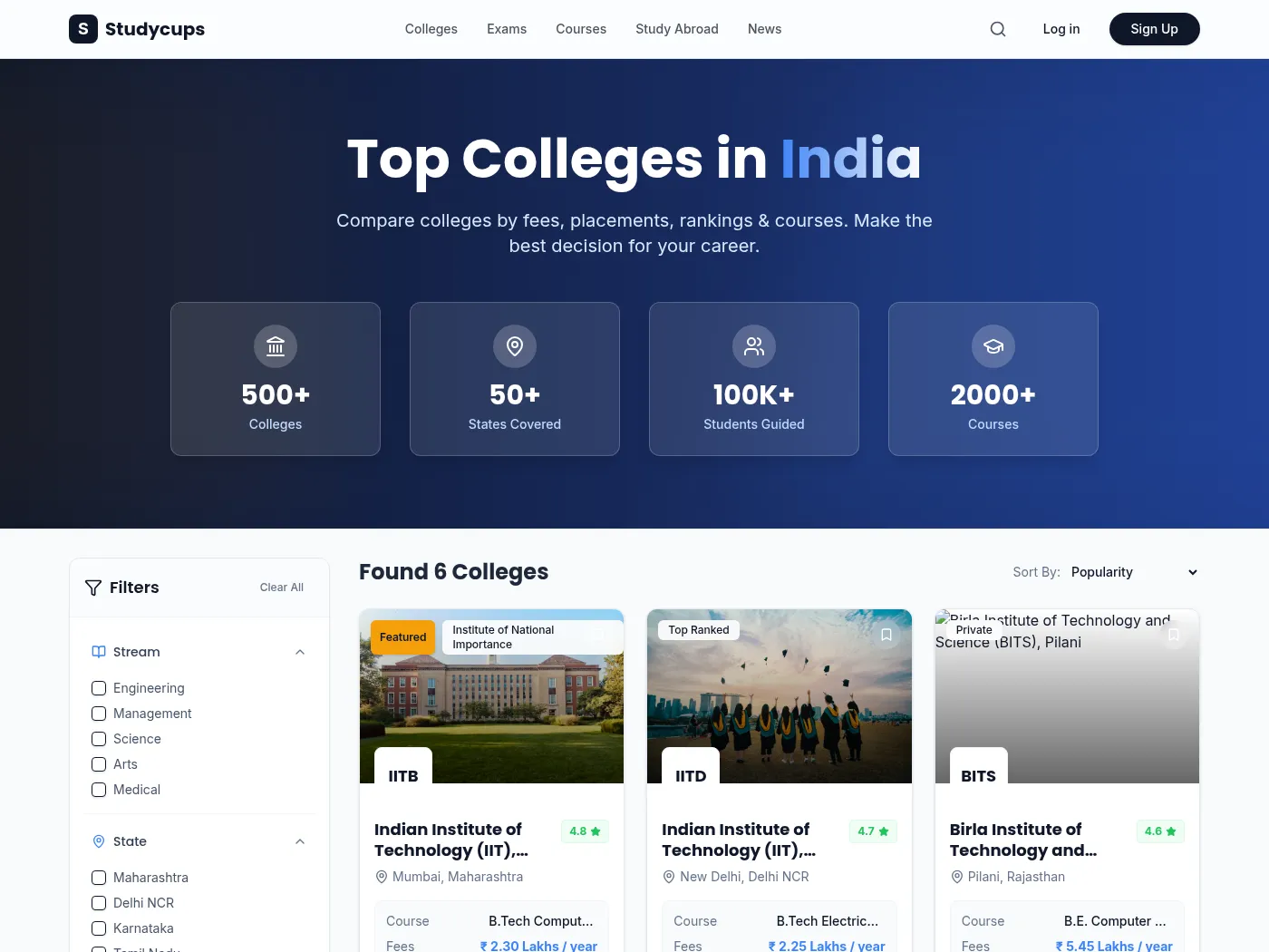 Studycups College UI