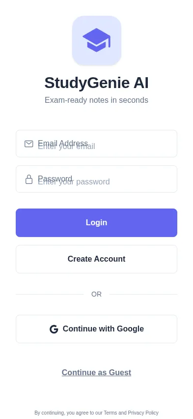 StudyGenie AI Notes App