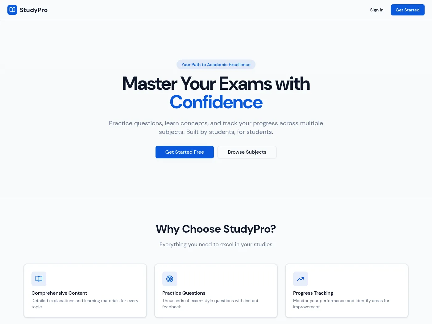 StudyPro: Engaging Exam Practice and Learning Platform