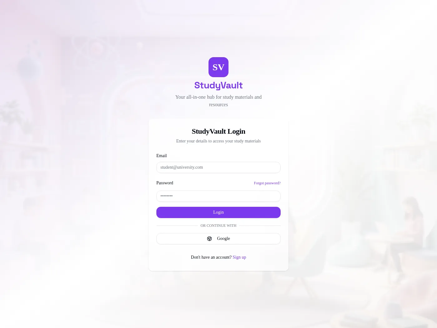 StudyVault Web App