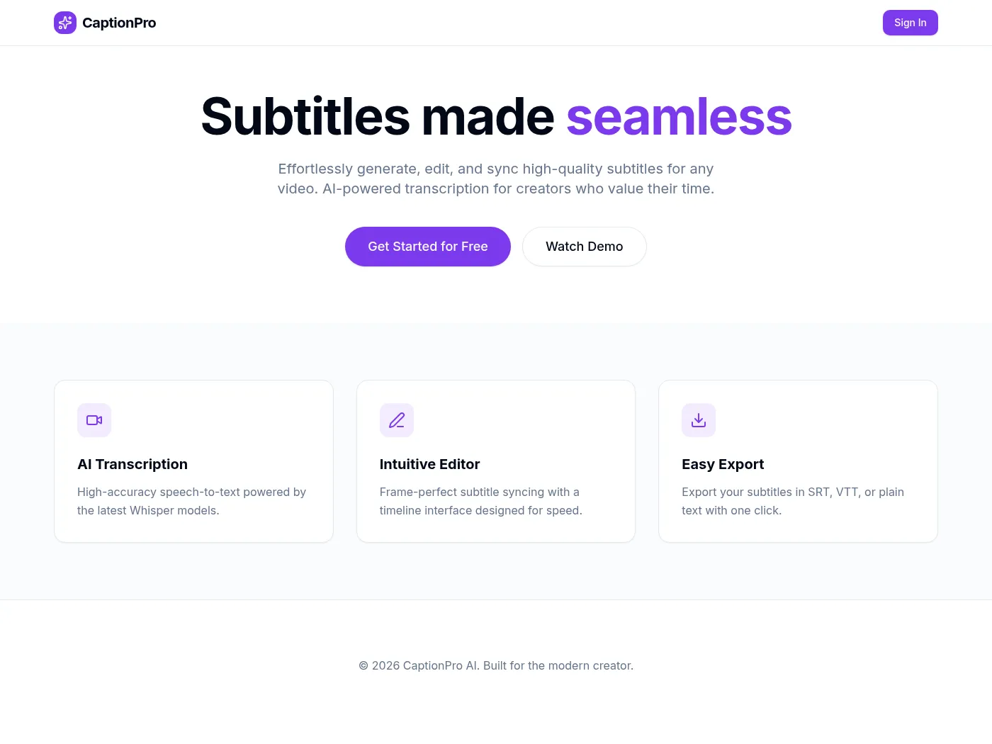Sleek Subtitle Generator