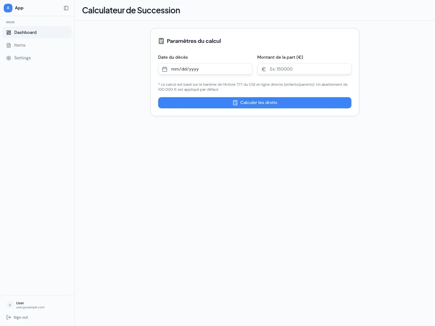 Succession Calculator France