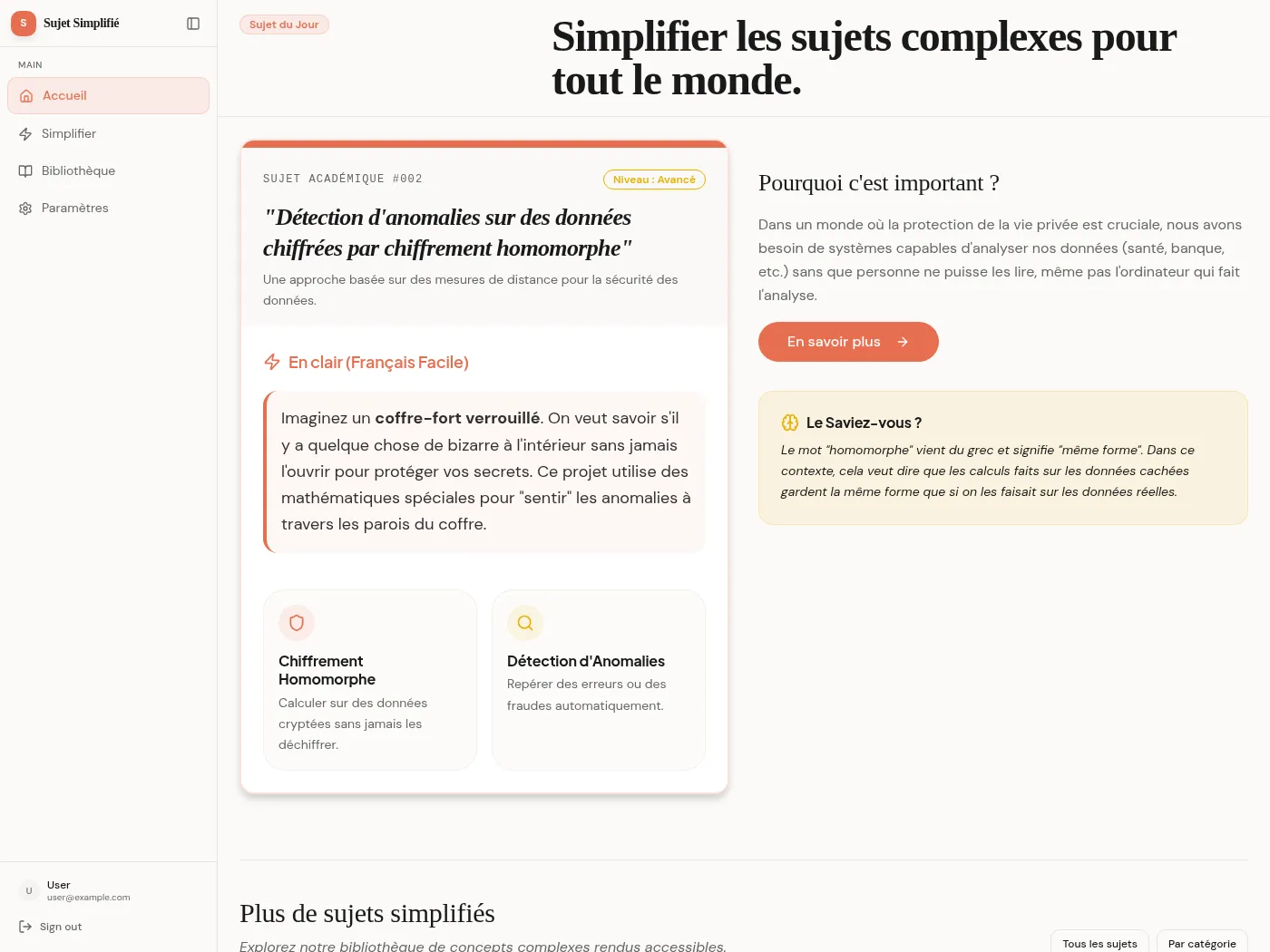 Sujet Simplifié Français