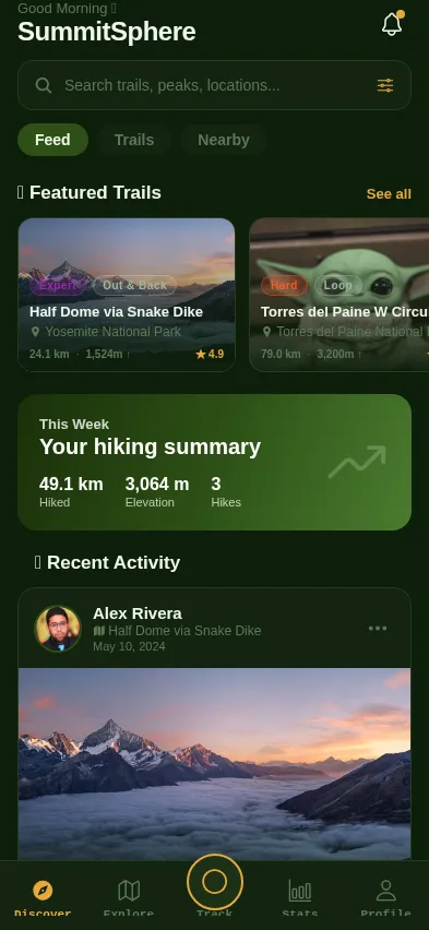 SummitSphere Hiking App