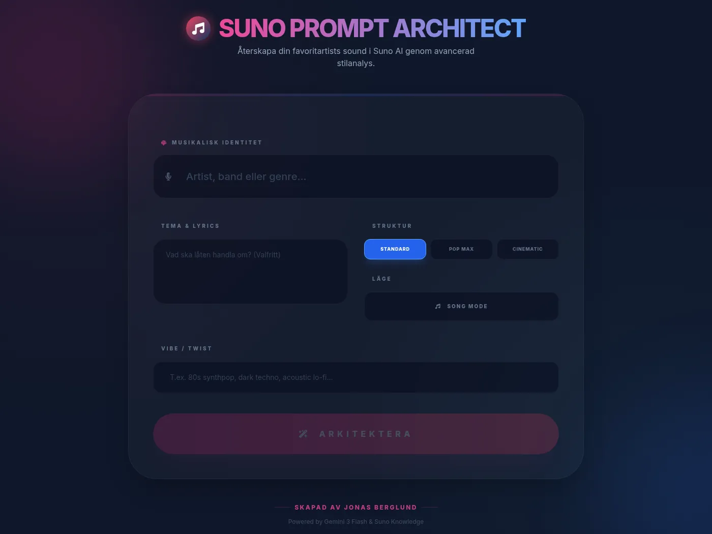 Suno Prompt Architect