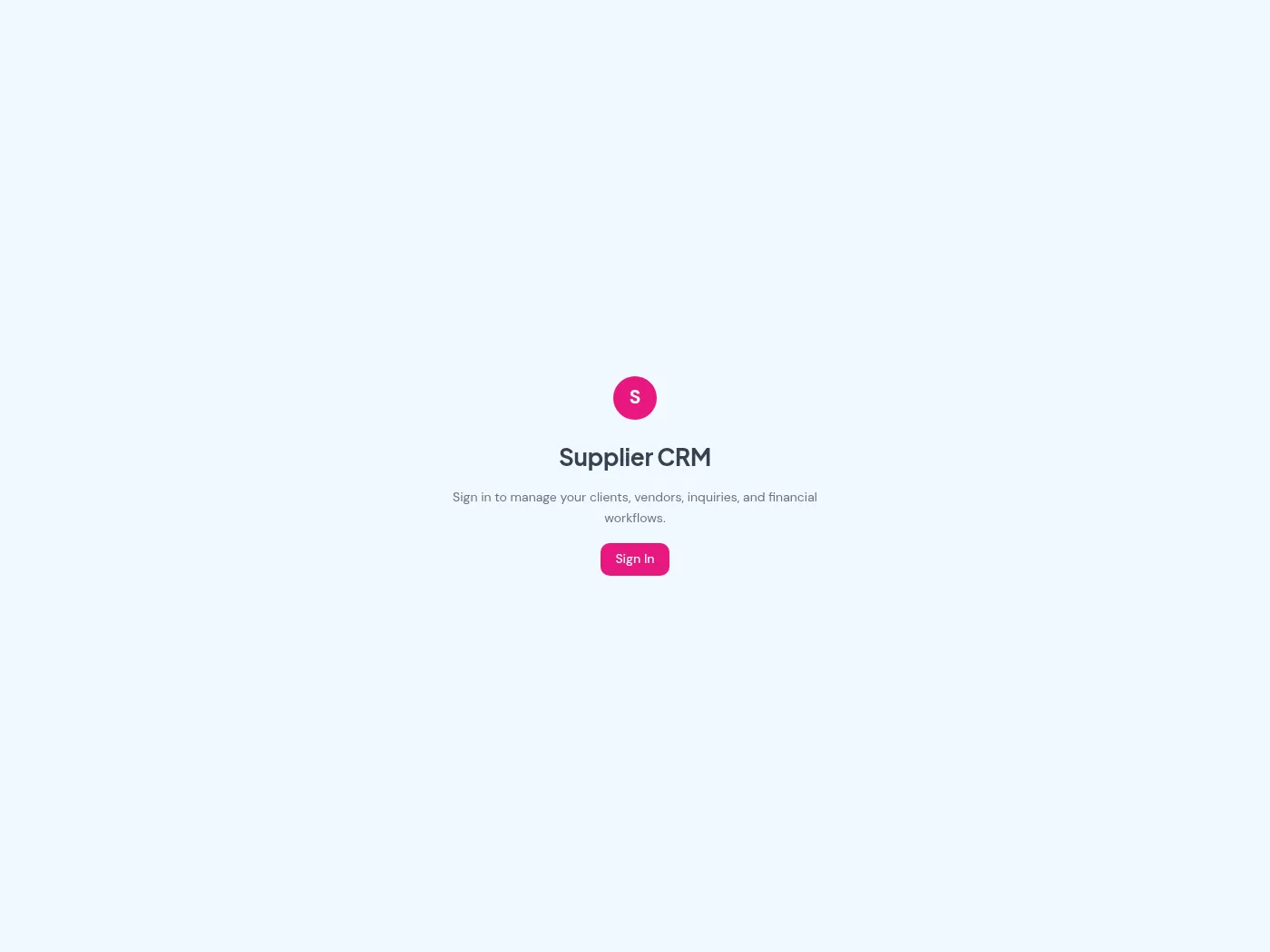 Supplier CRM Dashboard