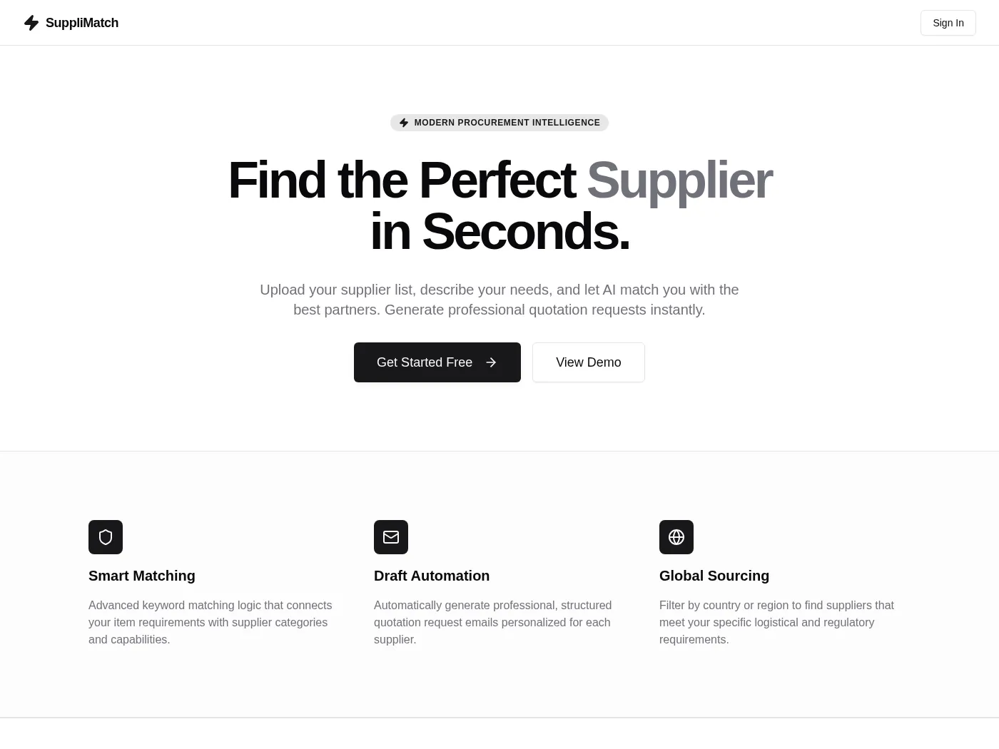 Supplier Match & Emailer