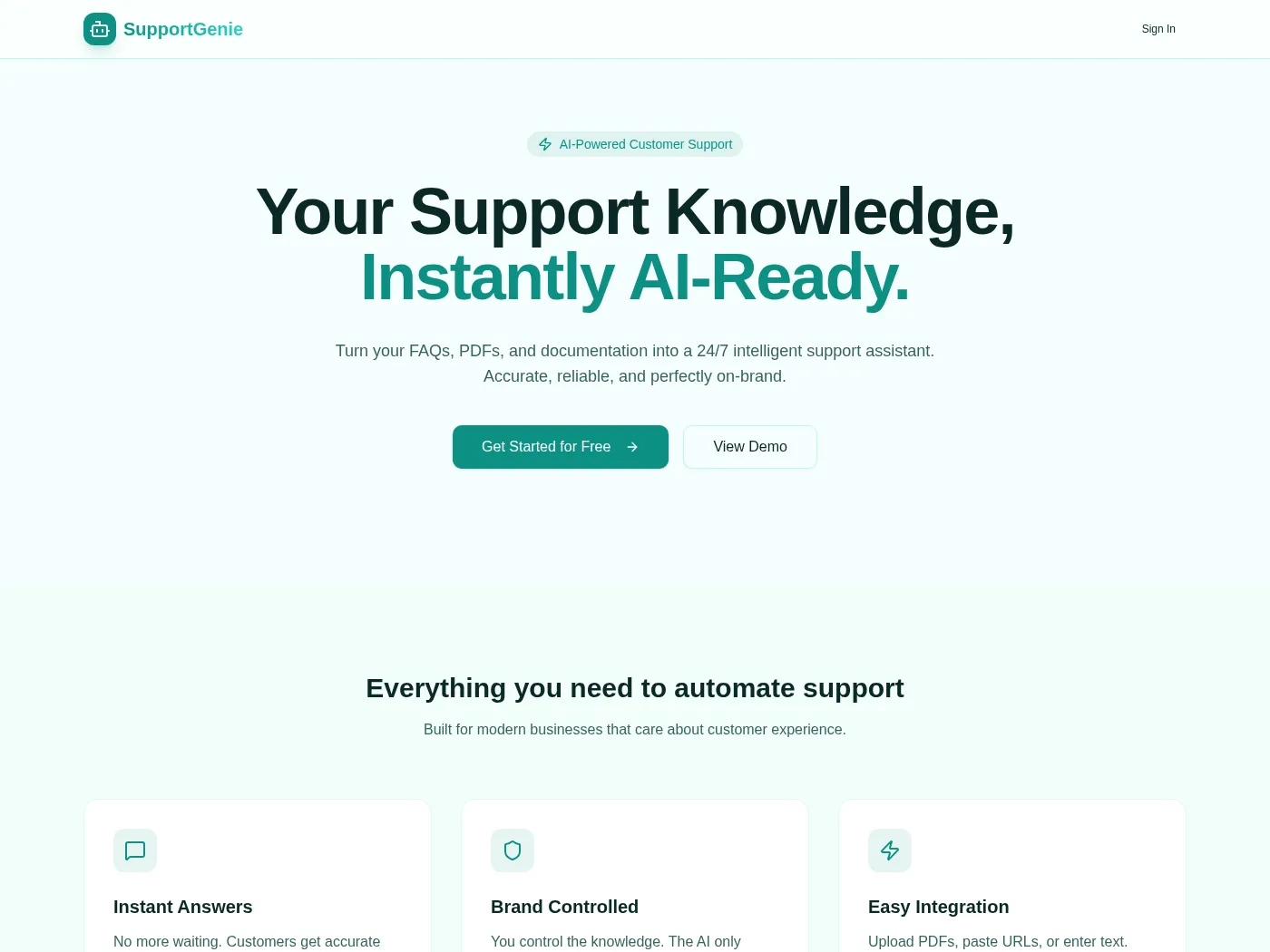 SupportGenie Chatbot