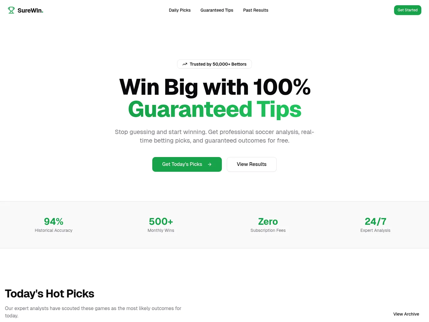 SureWin Soccer Bets