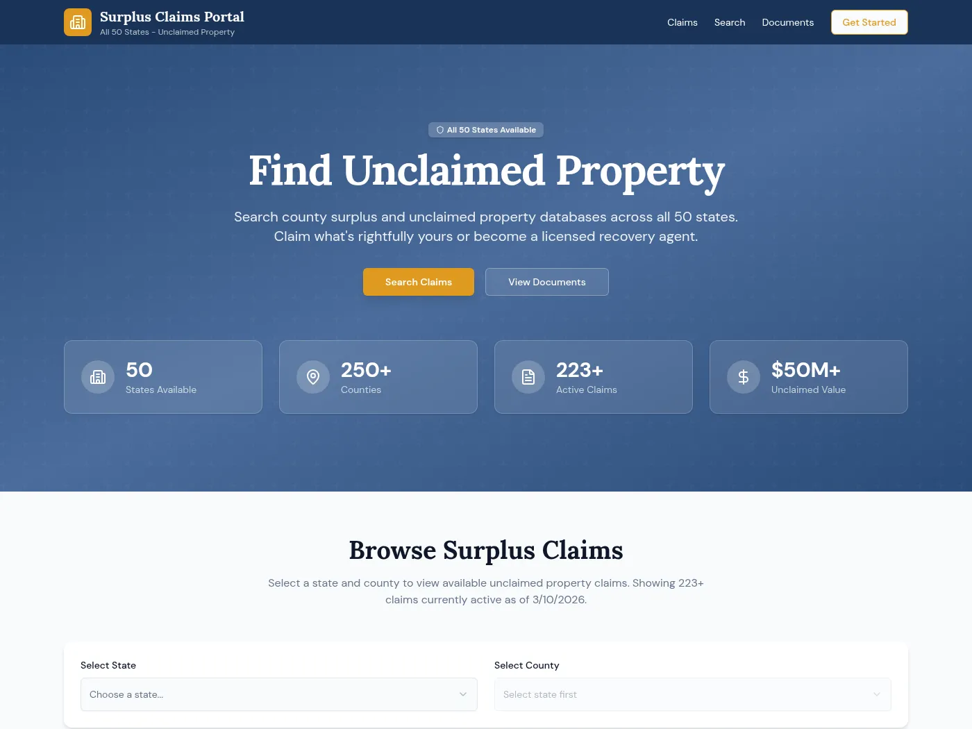 Surplus Claims Portal