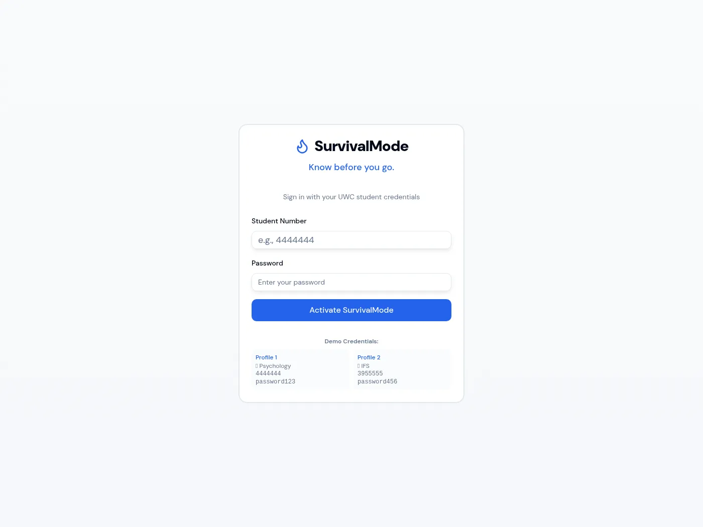 SurvivalMode Student Portal