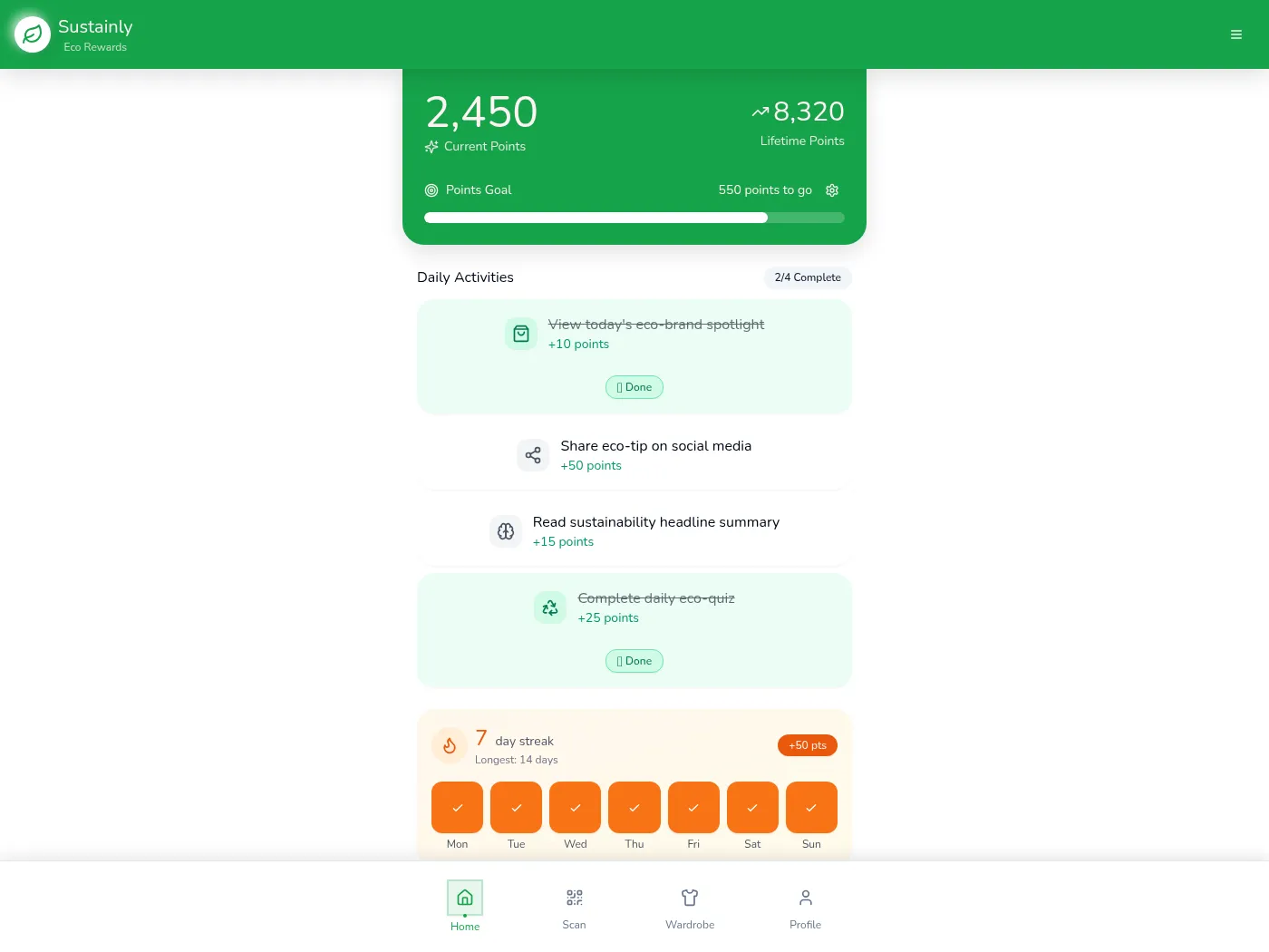 Sustainly Eco Rewards