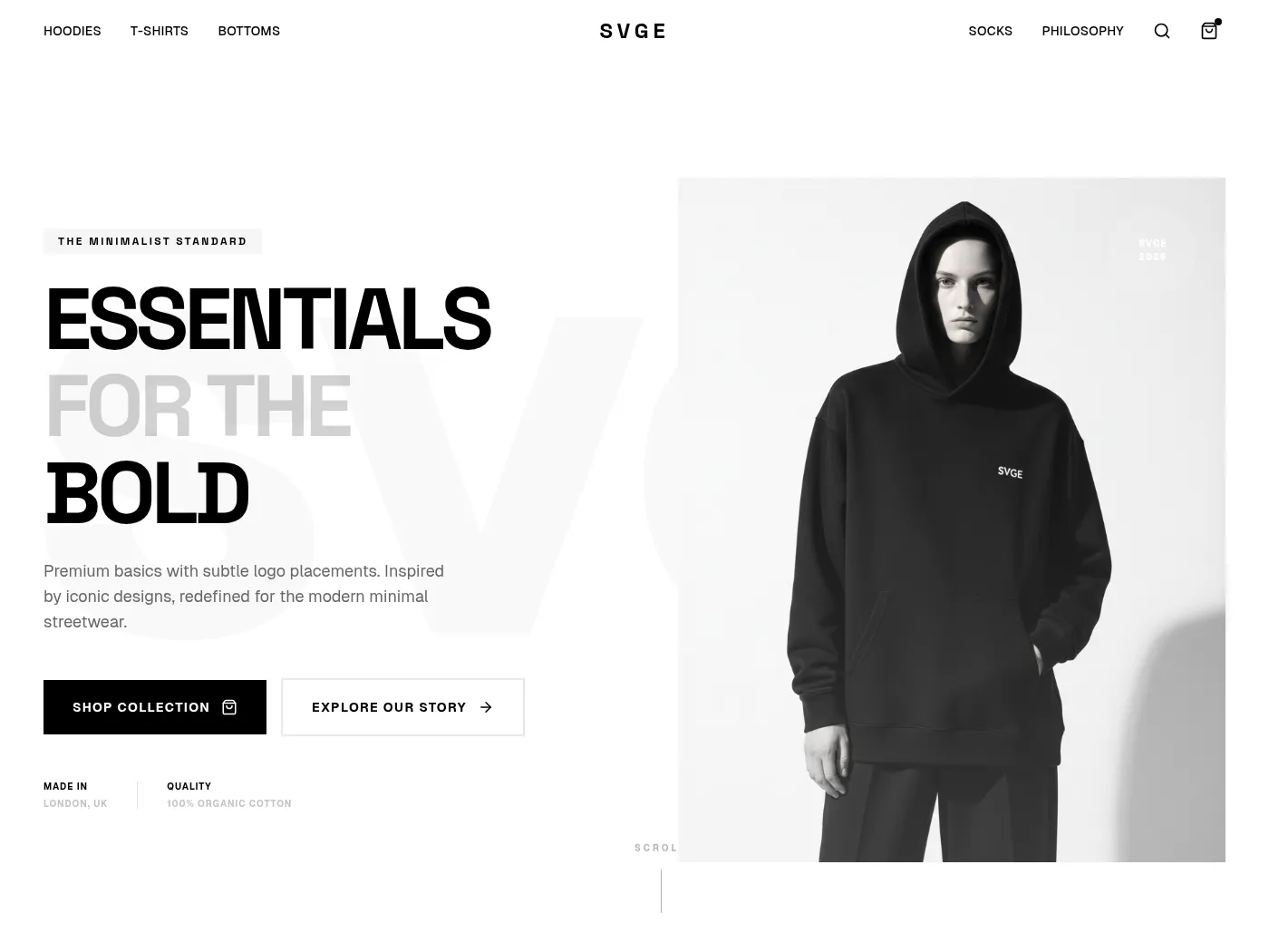 SVGE Apparel Landing Page