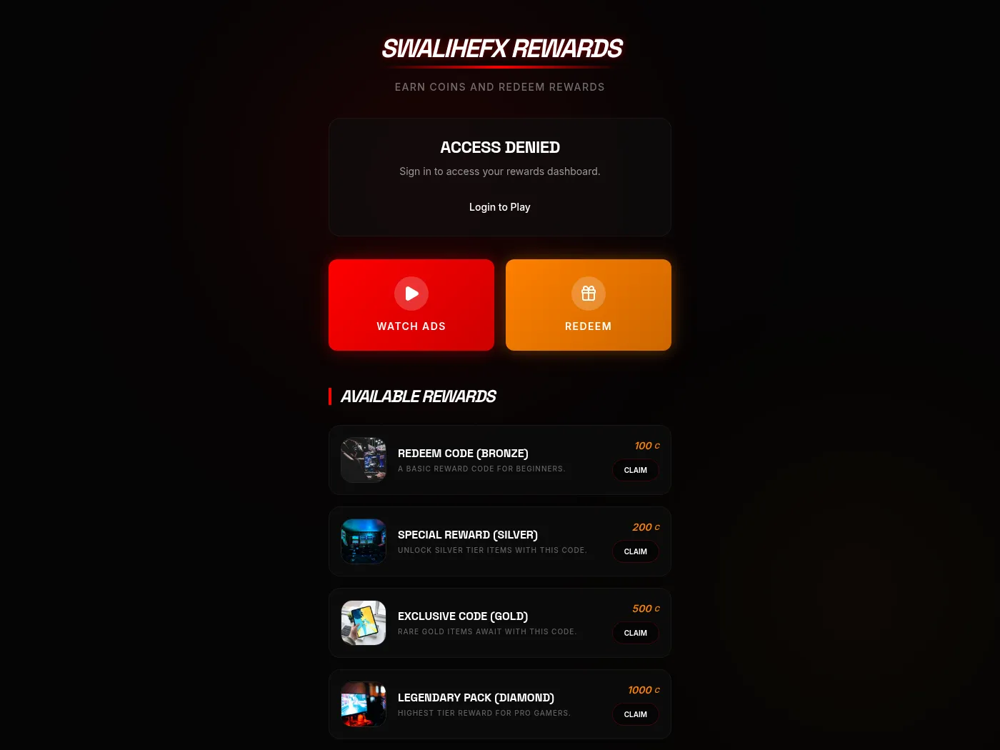 Swalihefx free redeem code