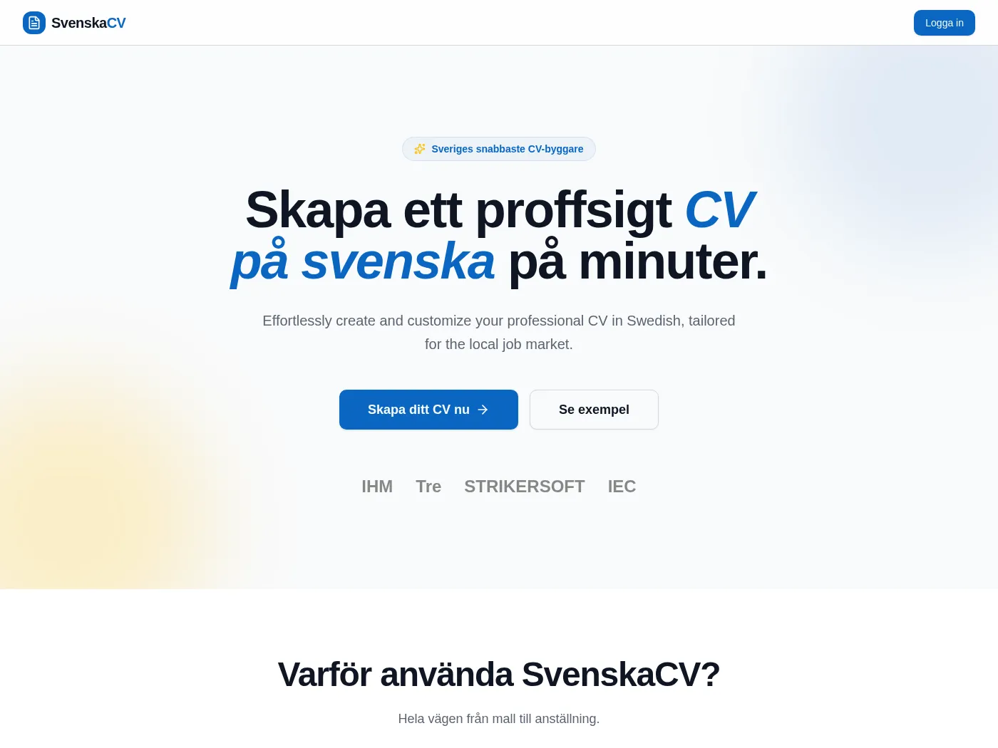 Swedish CV Builder
