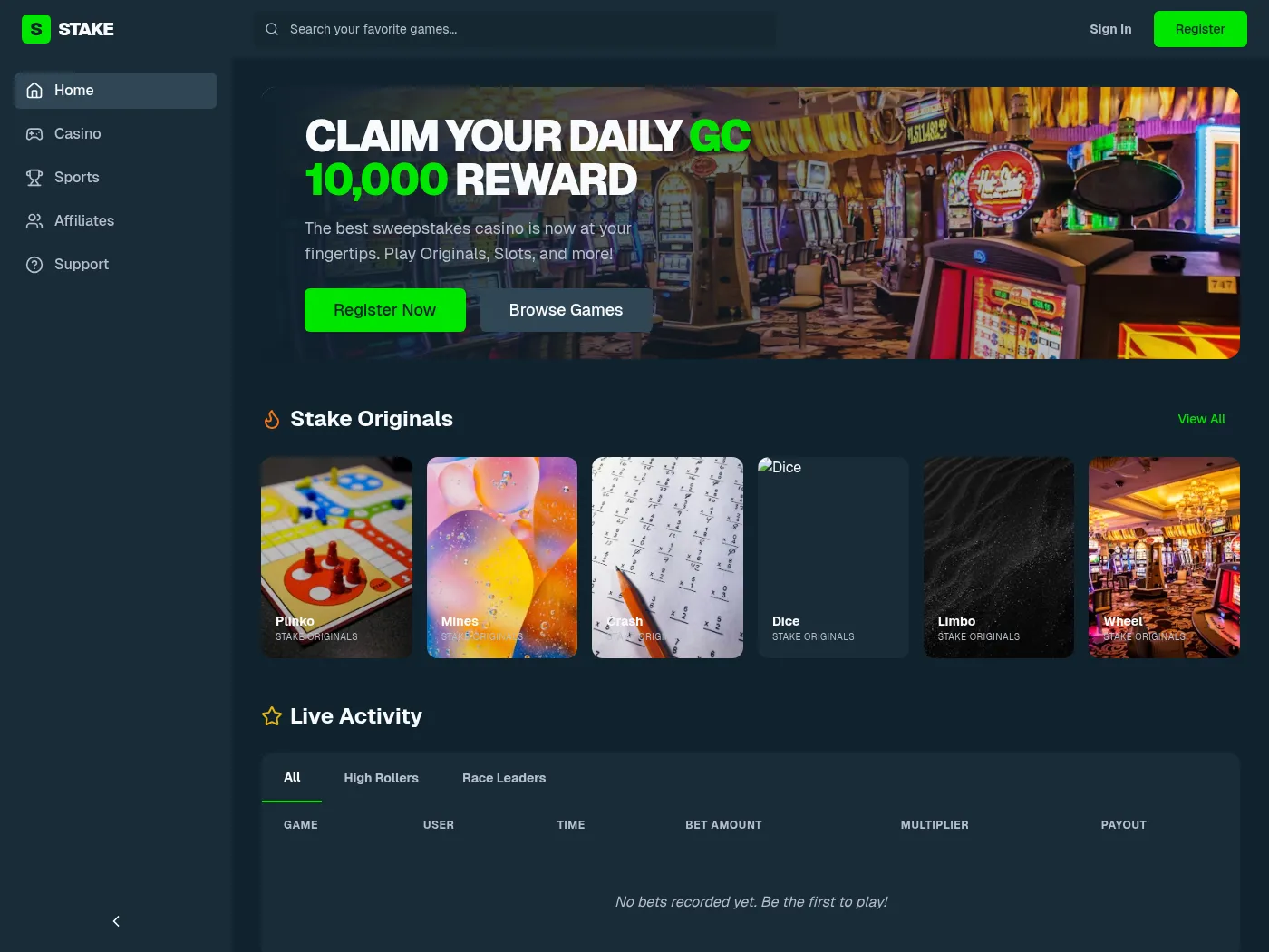 Sweepstakes Casino Clone