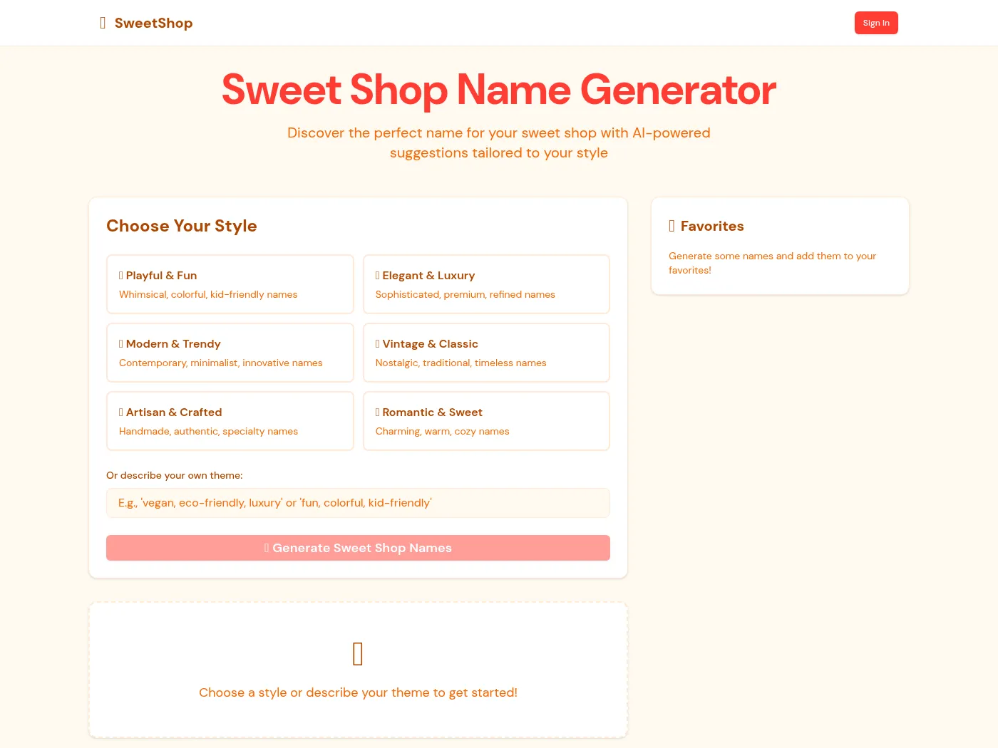 Sweet Shop Name Generator