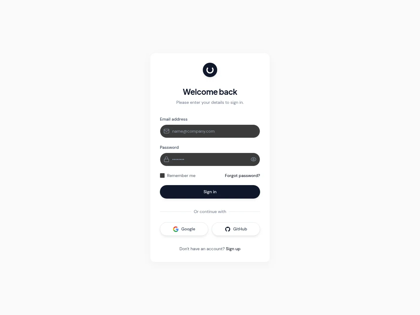 SwiftLogin Page