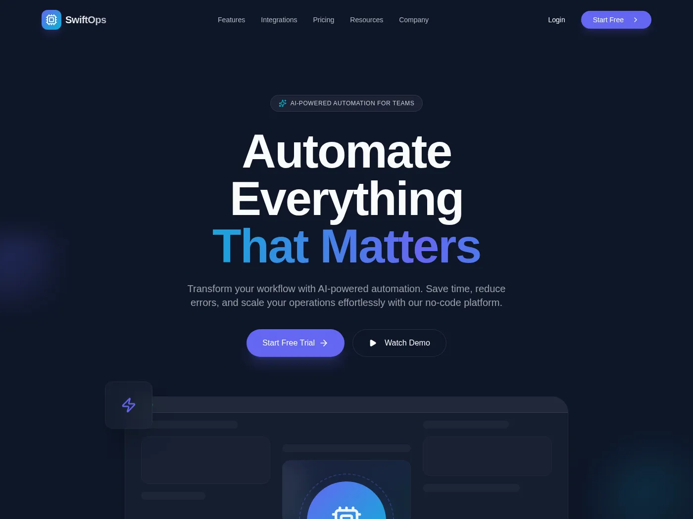 SwiftOps Automation Landing