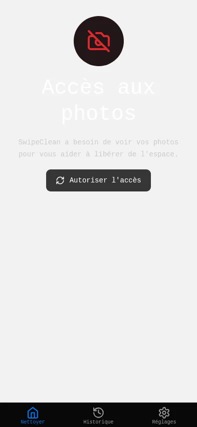 SwipeClean Photo App