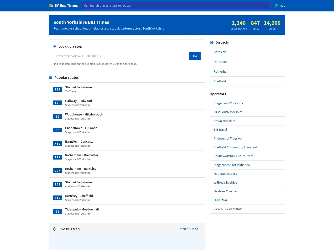 South Yorkshire Bus Times