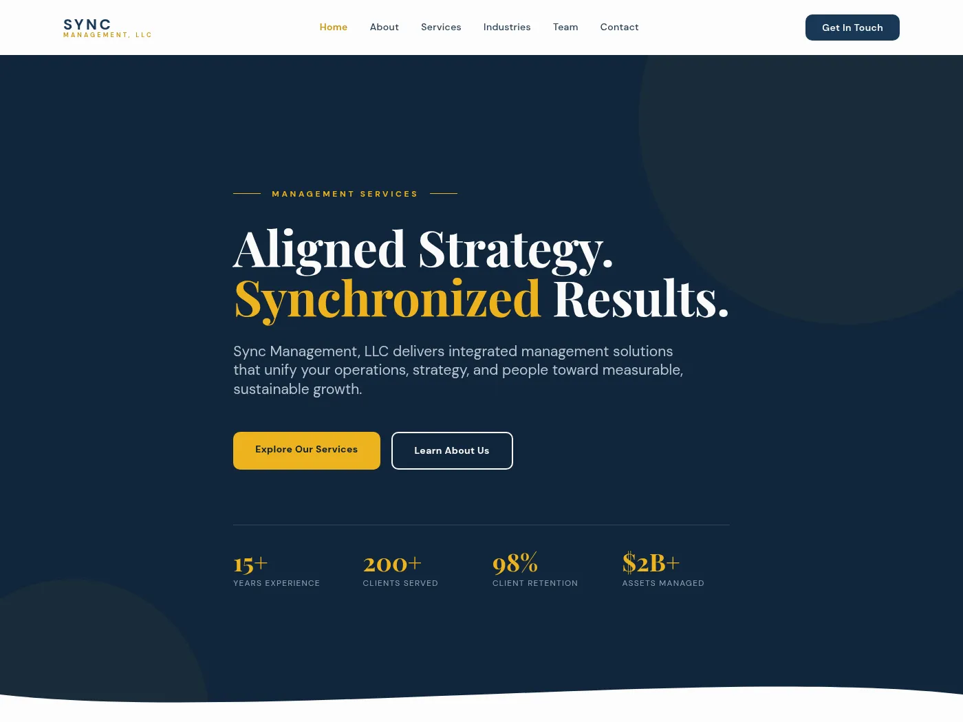 Sync Management Web Presence