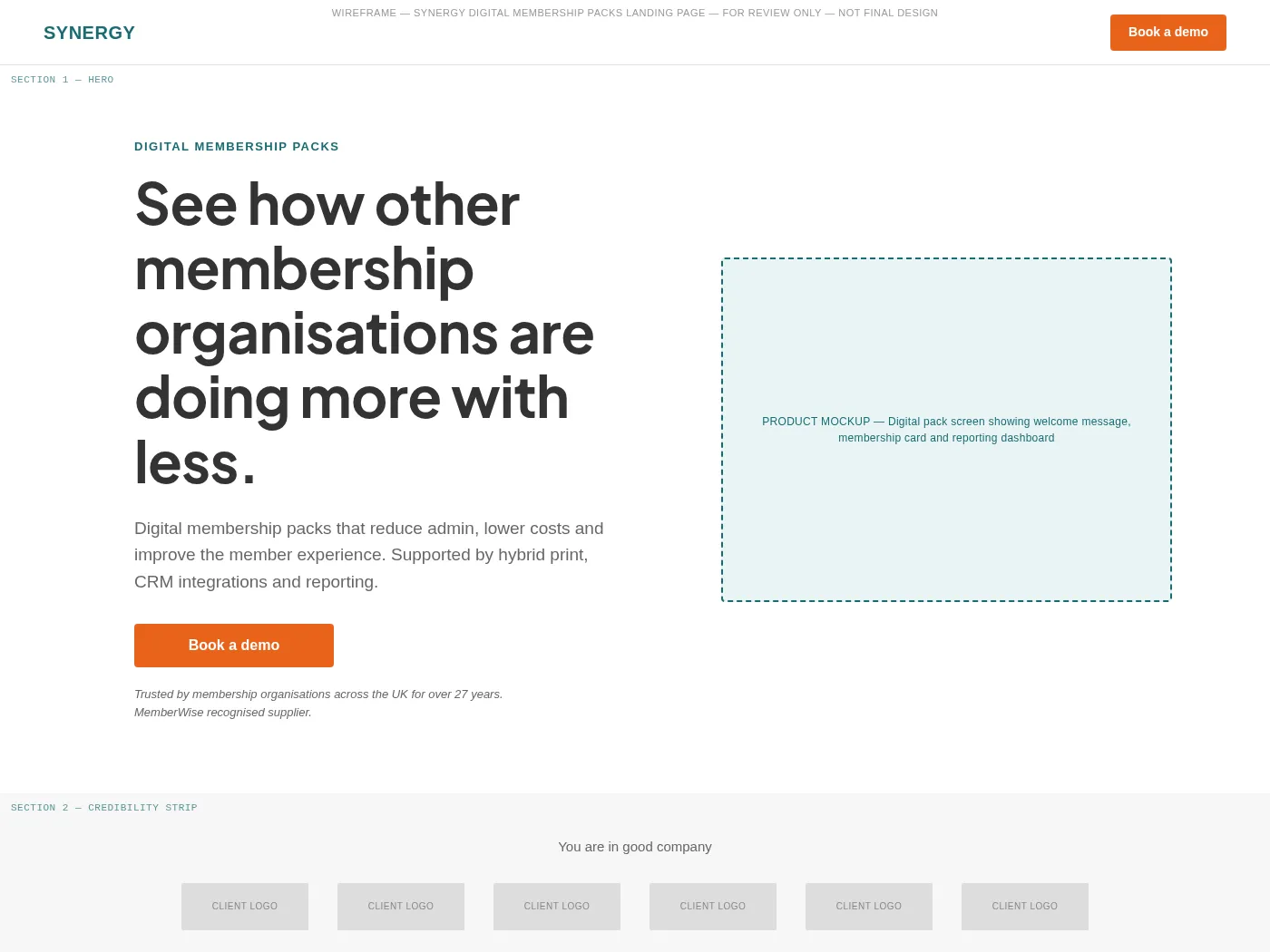 Synergy Digital Packs Wireframe