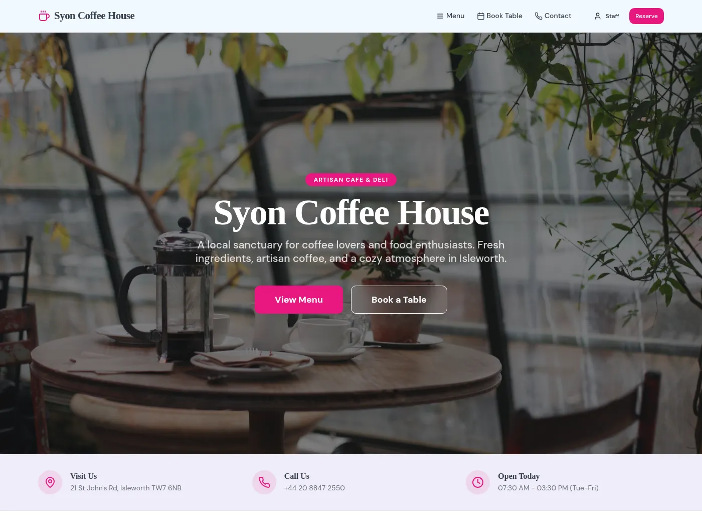 Syon Coffee House Website