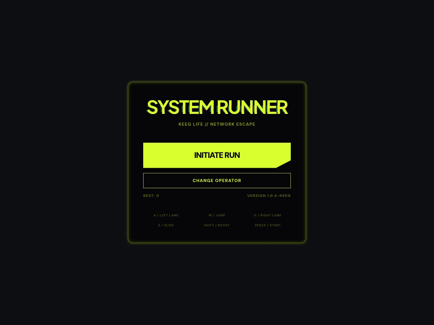System Runner: Keeg Life