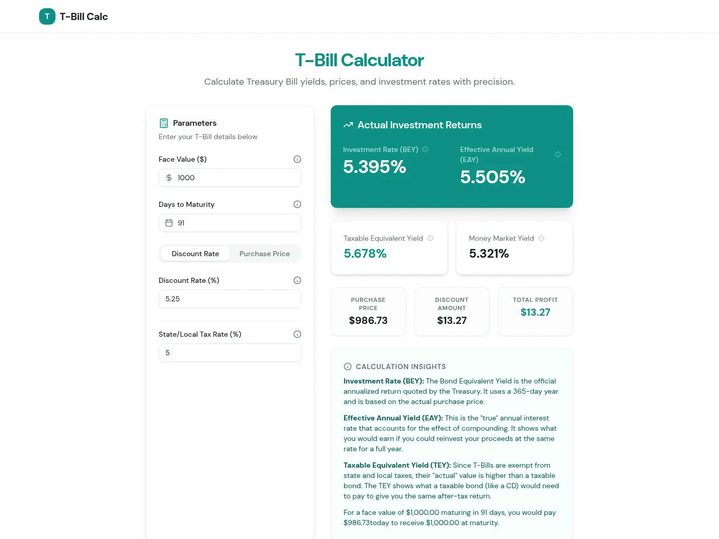 T-Bill Calculator
