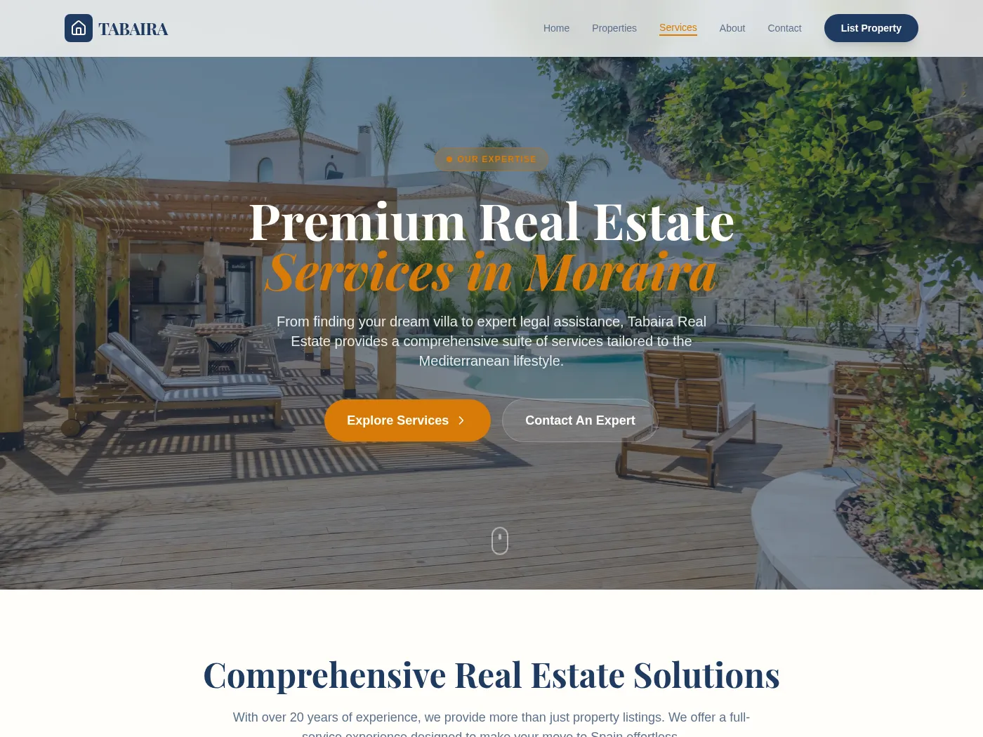 Tabaira Services Page