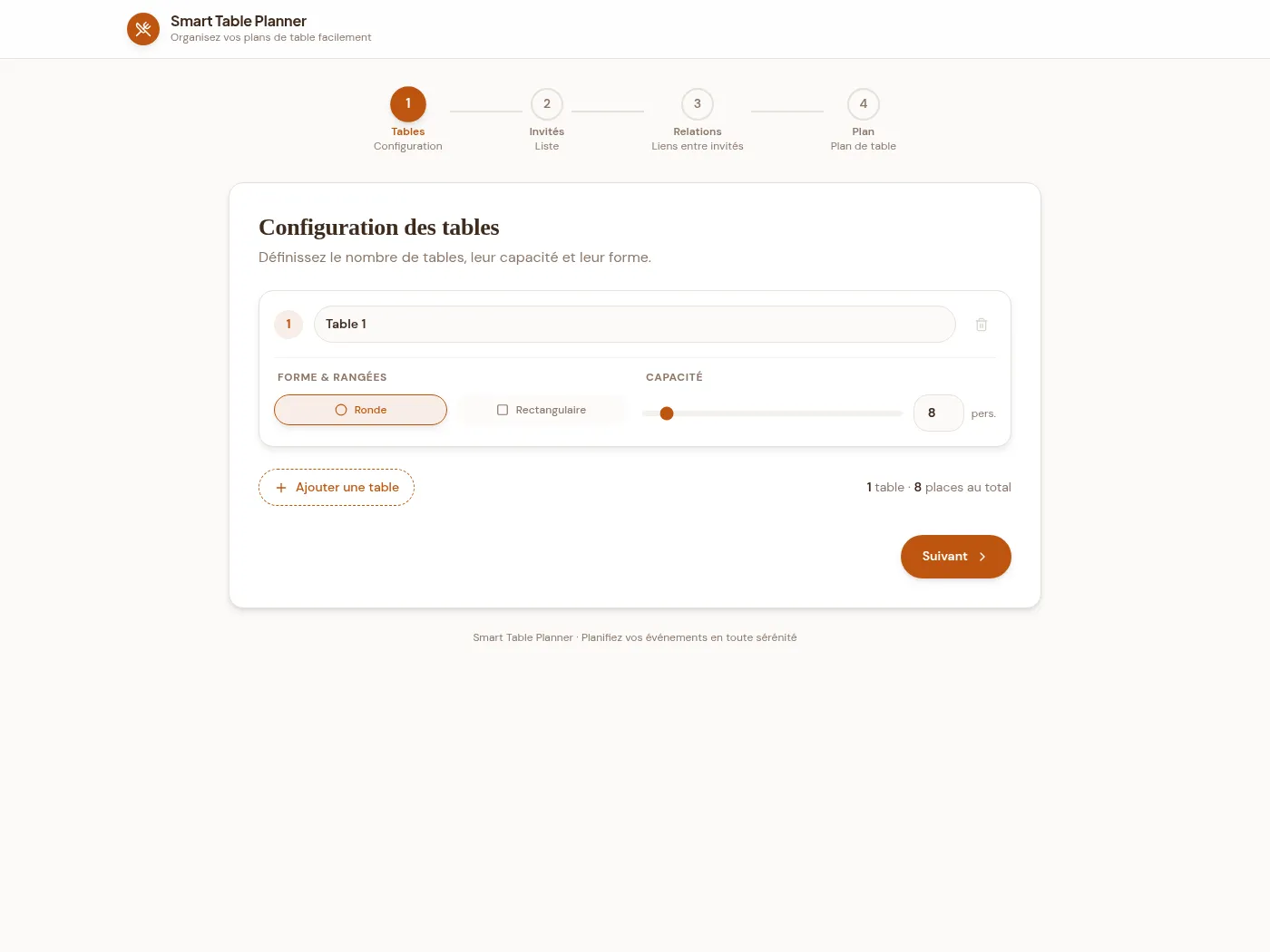 Smart Table Planner