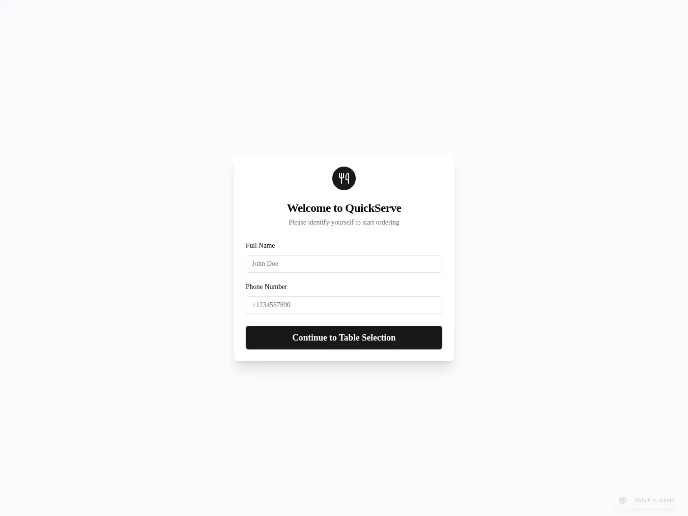QuickServe Table App