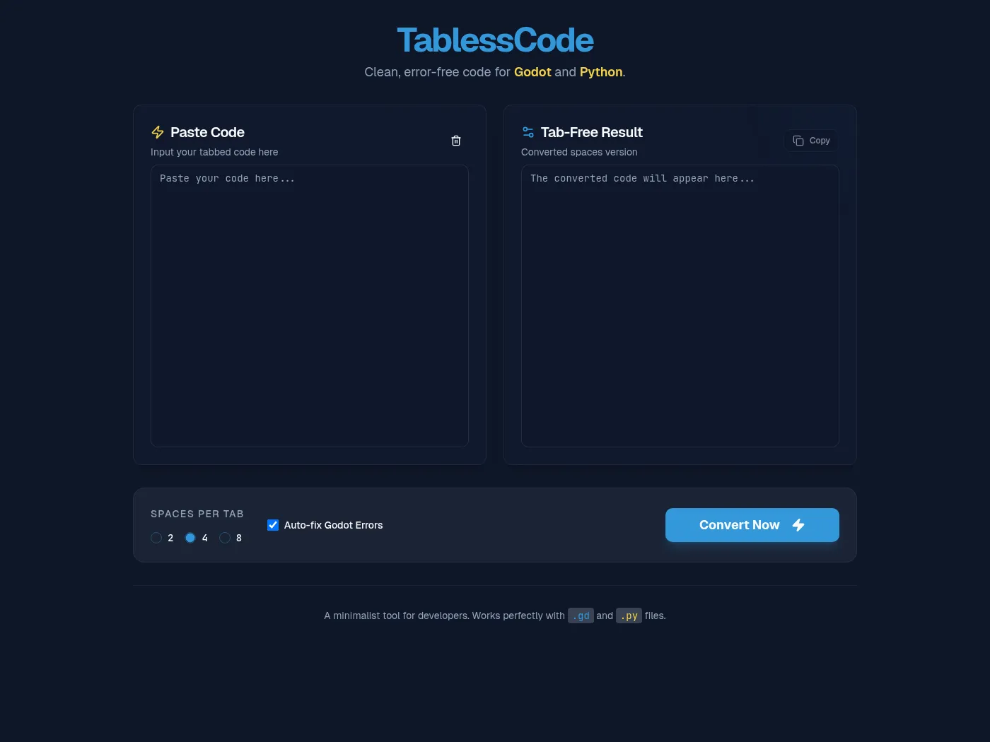 Tabless Code Converter